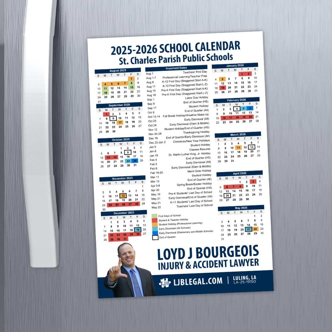 2025-2026 St Charles Parish Public Schools Calendar Magnet | Loyd J ...